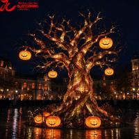 China Dead Tree Halloween LED Lantern Sculpture Spooky Lighted Jack O Lantern for sale