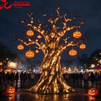 China Dead Tree Halloween LED Lantern Sculpture Spooky Lighted Jack O Lantern for sale