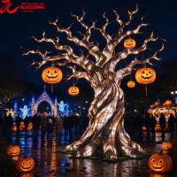 China Dead Tree Halloween LED Lantern Sculpture Spooky Lighted Jack O Lantern for sale
