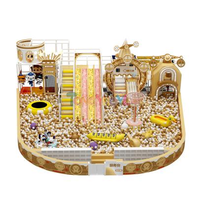 China 200 Squares Indoor Playground Area Golden Indoor Playground With Slide for sale