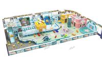 China Cute Cartoon Themed Indoor Children Playground With Colorful Blue And Green World for sale