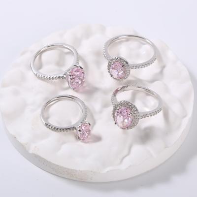 China 925 Silver CZ Pink Moissanite Rings Eternal Wedding Rings 1.78g For Women for sale