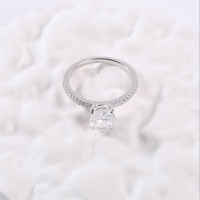 China Round Shaped Engagement Rings 2.18g Couple 925 Silver CZ Rings for sale