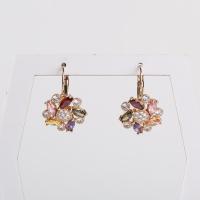 China Women Rhodium Plated 925 Silver Gemstone Earrings Marquise Colorful CZ Stud Earrings for sale