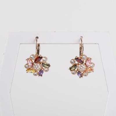 China Women Rhodium Plated 925 Silver Gemstone Earrings Marquise Colorful CZ Stud Earrings for sale