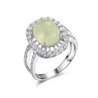 China Yujinfu 925 Silver Prehnite Ring 9x11mm Oval Gemstone for Women with 3.24g Silver Weight and Rhodium Plating for sale