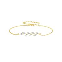 China Hand Dainty 925 Silver CZ Bracelet Adjustable Charm Leaf Cuban Link Chain for sale