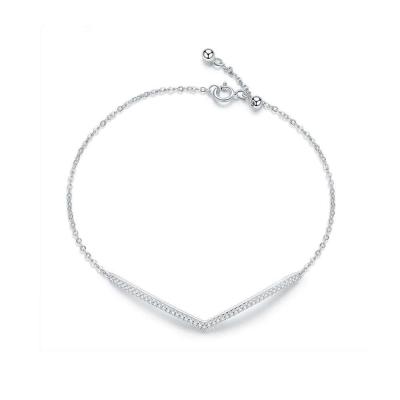 China Ladies S925 Silver CZ Bracelet Cubic Zirconia Rhodium Plated for sale