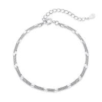 China Dainty 18K Gold Plated Silver Link Bracelets Mini Ankle Oval Bead Charm Adjustable Chain for sale