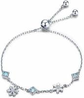 China Girl'S Snowflake Tennis Plating Bracelet With Adjustable Chain Cubic Zirconia for sale