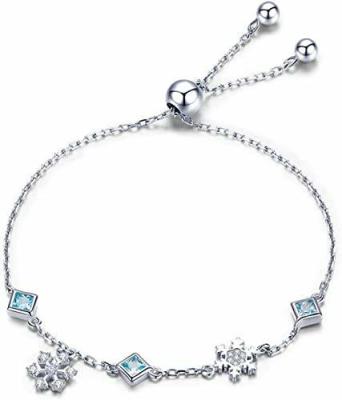 China Girl'S Snowflake Tennis Plating Bracelet With Adjustable Chain Cubic Zirconia for sale