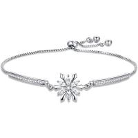 China Women'S Girls Plating S925 Silver Bracelet Adjustable Chain Snowflake Personalised for sale
