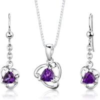 China Yujinfu 925 Sterling Silver Triangle Jewelry Set with Ruby and AAA Cubic Zirconia - 30pcs MOQ Custom Design for sale