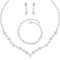 China Rhodium Plated 925 Sterling Silver Jewelry Set 18 Inches Chain Length Silver Dangle Earrings for sale