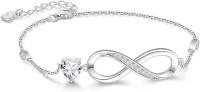 China Fashion Women's Charming Heart Diamond Bracelet 925 Sterling Silver Adjustable for sale