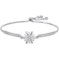 China 925 CZ Silver Snowflake Bracelet Women'S Girls Plating Adjustable Chain for sale