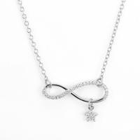 China Round CZ Pendant Necklace 45cm Chain Length Sterling Silver Jewelry Accessory for sale