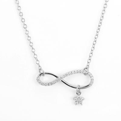 China Round CZ Pendant Necklace 45cm Chain Length Sterling Silver Jewelry Accessory for sale