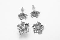 China 925 Sterling Silver Heart Pendant Jewelry Set with Cubic Zirconia - 30 Piece MOQ Customizable Plating Options for sale