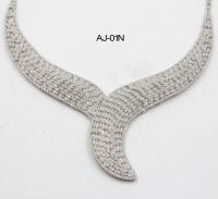 China Yujinfu 18K Gold Diamond Necklace with 18 Inch Length and 2mm Width - Princess Cut Natural Diamonds for sale