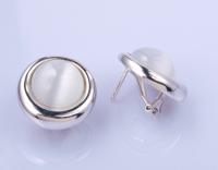 China Vintage Unisex Stud Earrings Silver White CZ Jewelry Hypoallergenic Decorative Earrings for sale