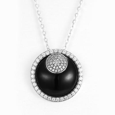 China 925 Sterling Silver White Jade Round Gemstone Pendant For Everyday/Wedding/Party for sale