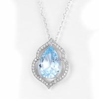 China Customized Round Marquise Gemstone Pendant S925 Logo Engraved Silver Necklace for sale