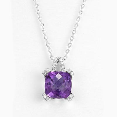 China Cushion White Jade Marquise Pendant Necklace Elegant Gemstone Jewelry Women for sale