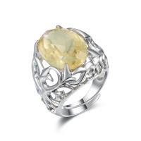 China 925 Silver Natural Citrine AAA Grade CZ Fashion Rings Lightweight 2.5g for sale