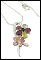 China Simple / Elegant 925 Silver Gemstone Pendant With And Cushion White Jade Stones for sale