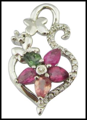 China Marquise Colorful Tourmaline Pendant Necklace For Everyday Wedding Party - Simple Yet Elegant Design for sale