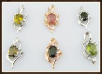 China Colorful Tourmaline Gemstone Pendant Zircon Crystal 925 Silver Necklace For Everyday And Party for sale