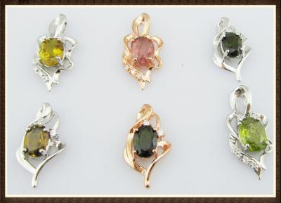 China Colorful Tourmaline Gemstone Pendant Zircon Crystal 925 Silver Necklace For Everyday And Party for sale