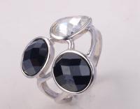 China Black Agate 925 Silver Rings Rhodium Plated For Womens Casual Party And Anniversary Wear for sale