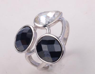 China Black Agate 925 Silver Rings Rhodium Plated For Womens Casual Party And Anniversary Wear for sale