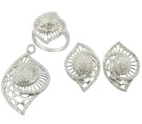 China Rhodium Plated Silver 925 Jewelry Set with 7 US Size Ring Now for sale