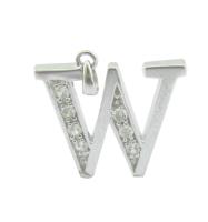 China W Letter Jewelry Accessory 925 Silver CZ Pendant For Summer Holiday Looks Alphabet Alphabet Pendant for sale