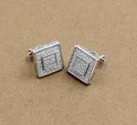 China 925 Sterling Silver Stud Earrings With Cubic Zirconia Stones Square Earring Stud Unique CZ High for sale