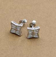China Cubic Zirconia Stud Earrings In Round Oval Heart Pear Flower Shape Silver for sale