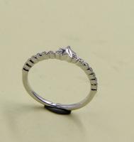 China 925 Sterling Silver CZ Prong / Pave Setting Unisex Round Stone Rings In 2-3mm Band Sterling Silver Heart Ring for sale