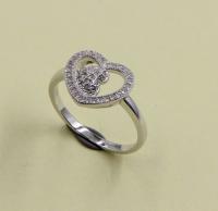 China 925 Sterling Silver Round Cut Cubic Zirconia Rings For Women Sterling Silver Heart Stackable Rings Silver Cz Rings for sale