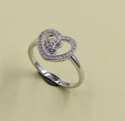 China 925 Sterling Silver Round Cut Cubic Zirconia Rings For Women Sterling Silver Heart Stackable Rings Silver Cz Rings for sale