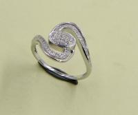 China Swirl Elegant Sparkle Round CZ Diamond Simulated Cocktail Swirl Ring 925 Silver Girls Anniversary Wedding for sale