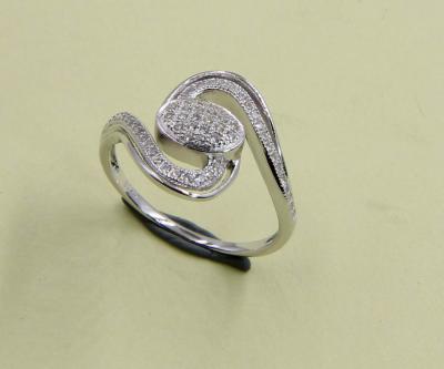 China Swirl Elegant Sparkle Round CZ Diamond Simulated Cocktail Swirl Ring 925 Silver Girls Anniversary Wedding for sale