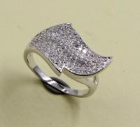 China 925 Pure Silver Bezel Wedding Leaf Design Ring With Sparkling CZ Solitaire And Pave Eternity Band Sterling Silver Diamon for sale