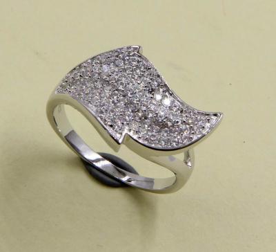 China 925 Pure Silver Bezel Wedding Leaf Design Ring With Sparkling CZ Solitaire And Pave Eternity Band Sterling Silver Diamon for sale