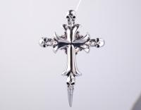 China 925 Sterling Silver Pendant with Zircon Religious pendant Skull Cross Pendant with 19'' Chain hip hop ice for sale