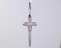 China 925 Sterling Silver Dagger Pendant With Shimmering Cubic Zirconia Stones for sale