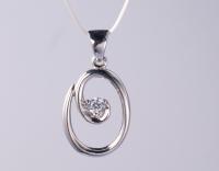 China Exquisite Teardrop Pear Shape Geometric 925 Sterling Silver Religious Pendant With Zircon Stones   925 Silver CZ Pendant for sale