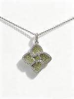 China 925 Sterling Silver Dark Champagne White Colorful CZ Setting AAA CZ Dangle Pendant 4 Leaf Shape Symbolizing Prosperity Longevity and Auspiciousness for Elegant Jewelry Collections, Lucky Jewelry Set for sale